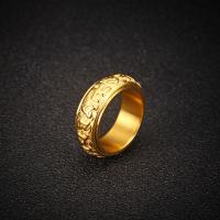 China Stainless Steel Men's Ring with Six-Character Mantra Buddhist Engraving and Plating for sale