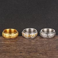 China Stainless Steel Men's Ring with Six-Character Mantra Buddhist Engraving and Plating for sale