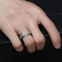 China Stainless Steel Men's Ring with Six-Character Mantra Buddhist Engraving and Plating for sale