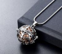 China DIY Style Mini Urn in Hollow Ball Cremation Jewelry Pendant Necklace for Human Pet Ashes for sale