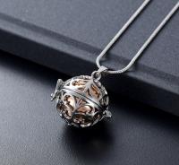 China DIY Style Mini Urn in Hollow Ball Cremation Jewelry Pendant Necklace for Human Pet Ashes for sale