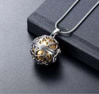 China DIY Style Mini Urn in Hollow Ball Cremation Jewelry Pendant Necklace for Human Pet Ashes for sale