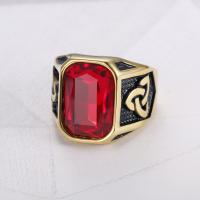 China Casting Inlay Technology Cool Personality Men's Ruby Ring for Trendy Hip-Hop Jewelry for sale