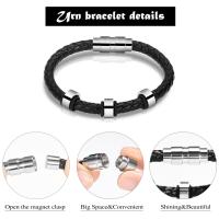 China Bracelets for Ashes Unisex Urn Bracelet Genuine Leather Ashes Memorial Keepsake Jewelry for sale