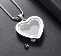 China Stainless Steel Heart Shape Cremation Pendant Necklace for Ashes/Hair Keepsake for sale