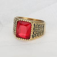 China Square Gemstone Ring in SUS304 Stainless Steel for Men's Personality Rose Gold Plated for sale