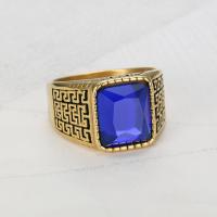 China Square Gemstone Ring in SUS304 Stainless Steel for Men's Personality Rose Gold Plated for sale