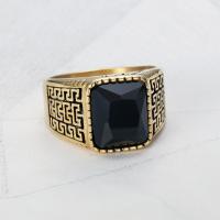China Square Gemstone Ring in SUS304 Stainless Steel for Men's Personality Rose Gold Plated for sale