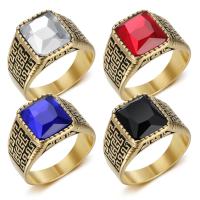 China Square Gemstone Ring in SUS304 Stainless Steel for Men's Personality Rose Gold Plated for sale