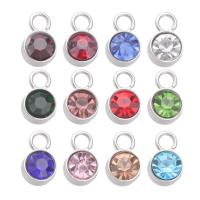 China Excellent Stainless Steel 12 Birthstone Diamond Cup Pendant Birthstone Charm Pendants for sale