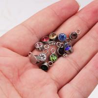 China Excellent Stainless Steel 12 Birthstone Diamond Cup Pendant Birthstone Charm Pendants for sale