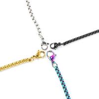China Simple European and American Gold Square Pearl Necklace Stainless Steel Chain Design for sale