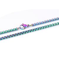 China Simple European and American Gold Square Pearl Necklace Stainless Steel Chain Design for sale