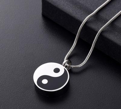China Gift Occasion Tai Chi Yin and Yang Ashes Pendant Necklace Stainless Steel Mini Cremation Urn for sale