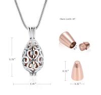 China Inlay technology CNC Always in my heart Hollow Teardrop Necklace for Loved One's Ashes for sale