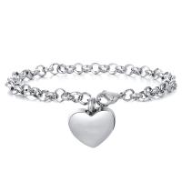 China Stainless Steel Round Pearl Chain Bracelet Heart-Shaped Open Memorial Ashes Bracelet for sale
