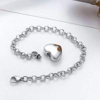 China Stainless Steel Round Pearl Chain Bracelet Heart-Shaped Open Memorial Ashes Bracelet for sale