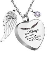 China Stainless Steel Heart Urn Necklace 12 Birthstones Cremation Jewelry for Your Loved One for sale