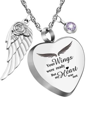 China Stainless Steel Heart Urn Necklace 12 Birthstones Cremation Jewelry for Your Loved One for sale