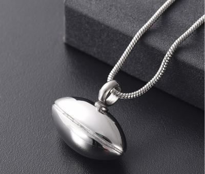 China Individuality Rugby Pendant Jewellery Memorial Necklace Locket for Human and Pet Ashes for sale