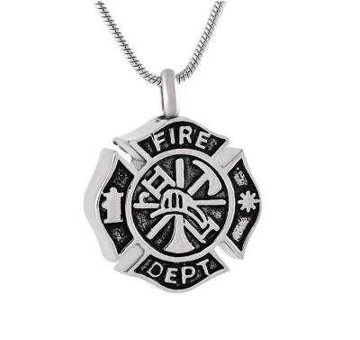 China Firefighter Keepsake Pendant MEN Necklace Cremation Funeral Stainless Steel Urn Jewelry for sale