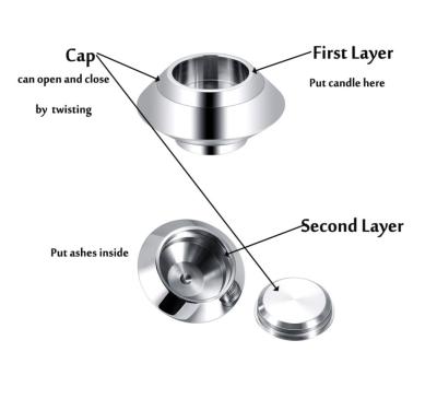 China 316L Stainless Steel Candlestick Urn for Human/Pet Ashes Cremation Locket Free Engrave for sale