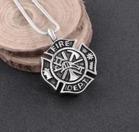 China Firefighter Keepsake Pendant MEN Necklace Cremation Funeral Stainless Steel Urn Jewelry for sale