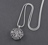 China Firefighter Keepsake Pendant MEN Necklace Cremation Funeral Stainless Steel Urn Jewelry for sale