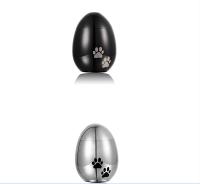 China Chic Egg Shape Mini Cremation Urn For Pet Animal Ashes Dog Paw Print Silver Gold Rose Gold Black Urn For Ashes Pendant Free Engrave for sale