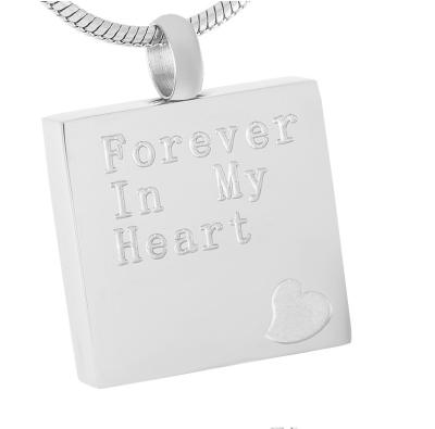 China Forever In My Heart Silver Book Shape Cremation Urn Pendant for Memorial Jewelry for sale
