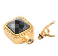 China Square Silver Gold Rose Gold Color Cremation Jewelry For Ashes Keepsake Urn Necklace Women Men Memorial Jewelry Pendant With Rhinestone for sale