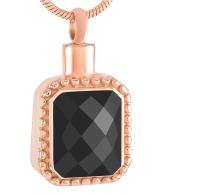 China Square Silver Gold Rose Gold Color Cremation Jewelry For Ashes Keepsake Urn Necklace Women Men Memorial Jewelry Pendant With Rhinestone for sale