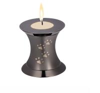 China Pet Ashes Memorial Candle Keepsake Casket Urn with Dog Paw Print and Locket Decoration for sale