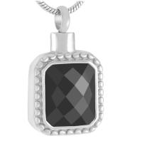 China Square Silver Gold Rose Gold Color Cremation Jewelry For Ashes Keepsake Urn Necklace Women Men Memorial Jewelry Pendant With Rhinestone for sale