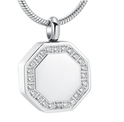 China CNC Inlay Technology Stainless Steel Urn Necklace for Human Pet Ashes Funeral Memorial for sale