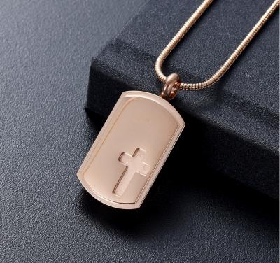 China Stainless Steel Cremation Necklace For Ashes Cross Memorial Jewelry With Ashes Holder for sale
