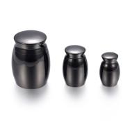 China Pet Cremation Jewelry Funeral Urn for Ashes and Hair Keepsake Engravable Black Mini Urn for sale
