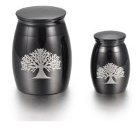 China Pet Cremation Jewelry Funeral Urn for Ashes and Hair Keepsake Engravable Black Mini Urn for sale