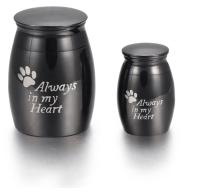 China Pet Cremation Jewelry Funeral Urn for Ashes and Hair Keepsake Engravable Black Mini Urn for sale