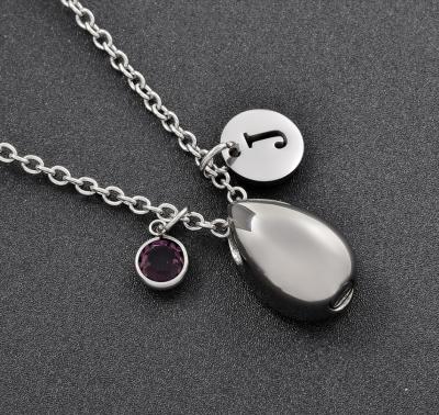 China Men's Small Teardrop Stainless Steel Keepsake Cremation Urn Necklace with Heart Shape for sale