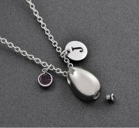 China Men's Small Teardrop Stainless Steel Keepsake Cremation Urn Necklace with Heart Shape for sale
