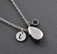 China Men's Small Teardrop Stainless Steel Keepsake Cremation Urn Necklace with Heart Shape for sale