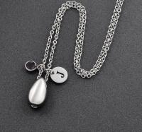 China Men's Small Teardrop Stainless Steel Keepsake Cremation Urn Necklace with Heart Shape for sale