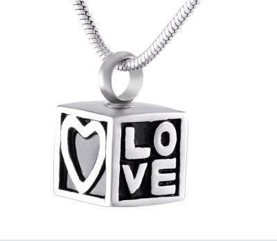 China Stainless Steel Jewelry Mini Locket Souvenir Cube Necklace for Pet and Human Memorial for sale