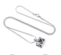 China Stainless Steel Jewelry Mini Locket Souvenir Cube Necklace for Pet and Human Memorial for sale