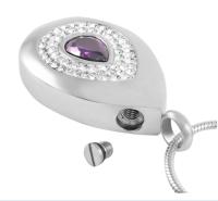 China Stainless Steel Purple Rhinestone Water Drop Cremation Pendant for Children's Jewelry for sale