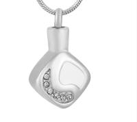 China Crystal Square Silver Pendant Necklace for Women Cremation Jewelry Ashes Keepsake for sale