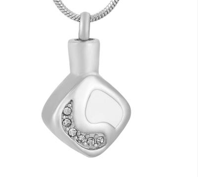 China Crystal Square Silver Pendant Necklace for Women Cremation Jewelry Ashes Keepsake for sale