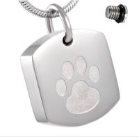 China Excellent Crystal in Square Silver Pendant Necklace with Dog and Cat Charms Ashes Keepsake for sale