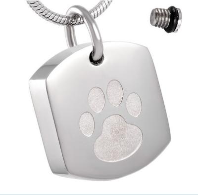 China Excellent Crystal in Square Silver Pendant Necklace with Dog and Cat Charms Ashes Keepsake for sale